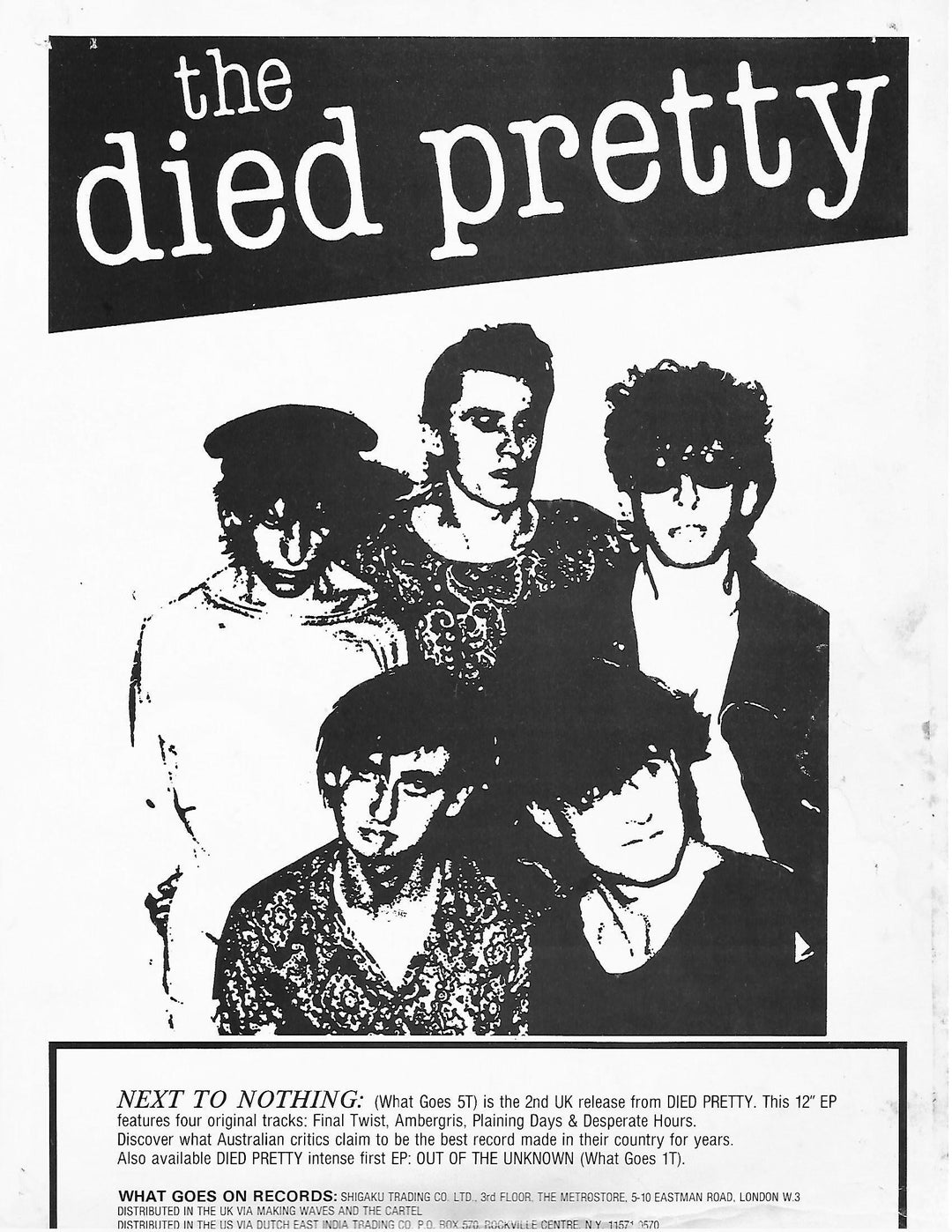 The Died Pretty Vintage Merchandise Advertisment Handbill Classic 1980 ...