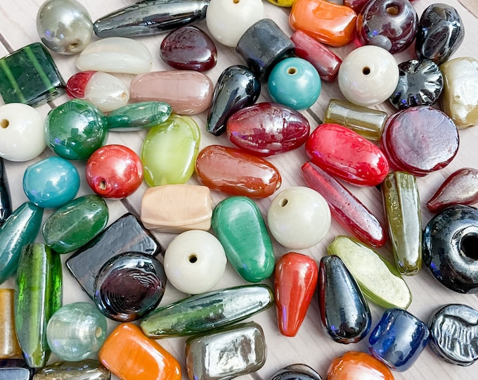Large Vintage Beads in Assorted Shapes and Sizes With Luster Finish - Etsy