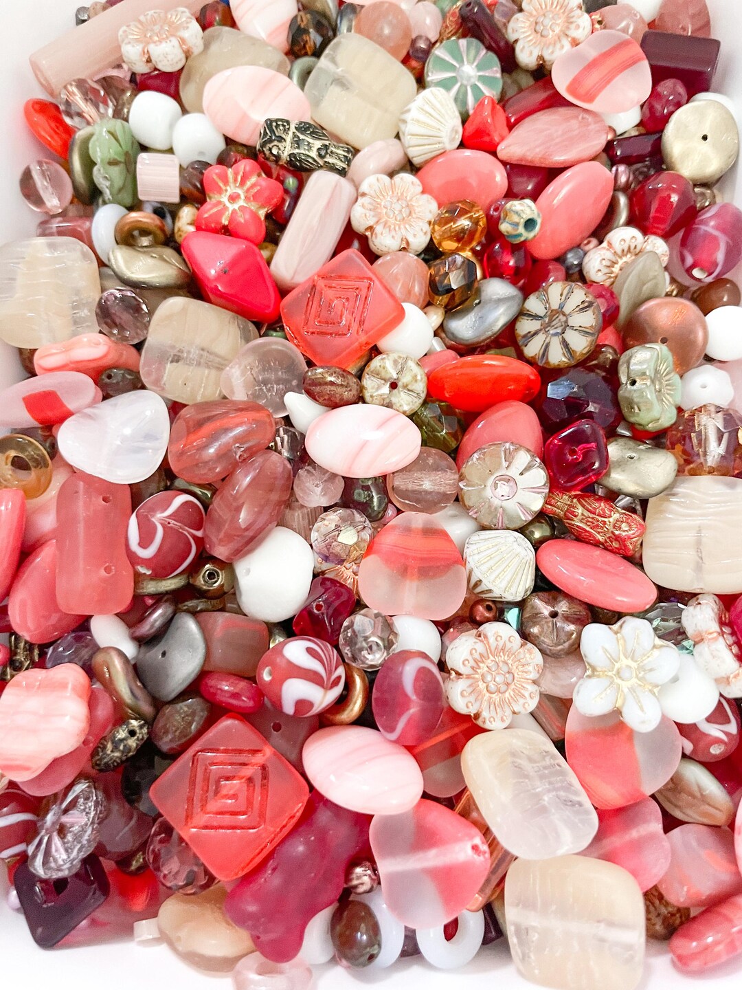 Czech Glass ‘ruby Red’ Bead Soup Style Mix (30g, 50g, or 1/4 Lb Bulk ...