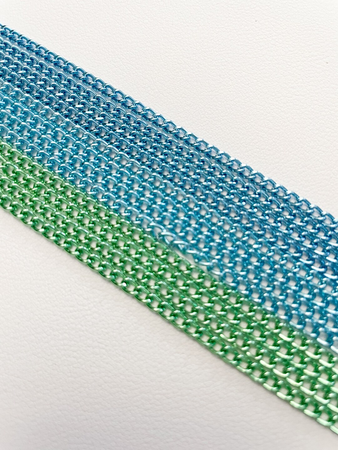 Anodized Aluminum Chain - Assorted Blue/green Shades - 2.5mm Curb Chain ...