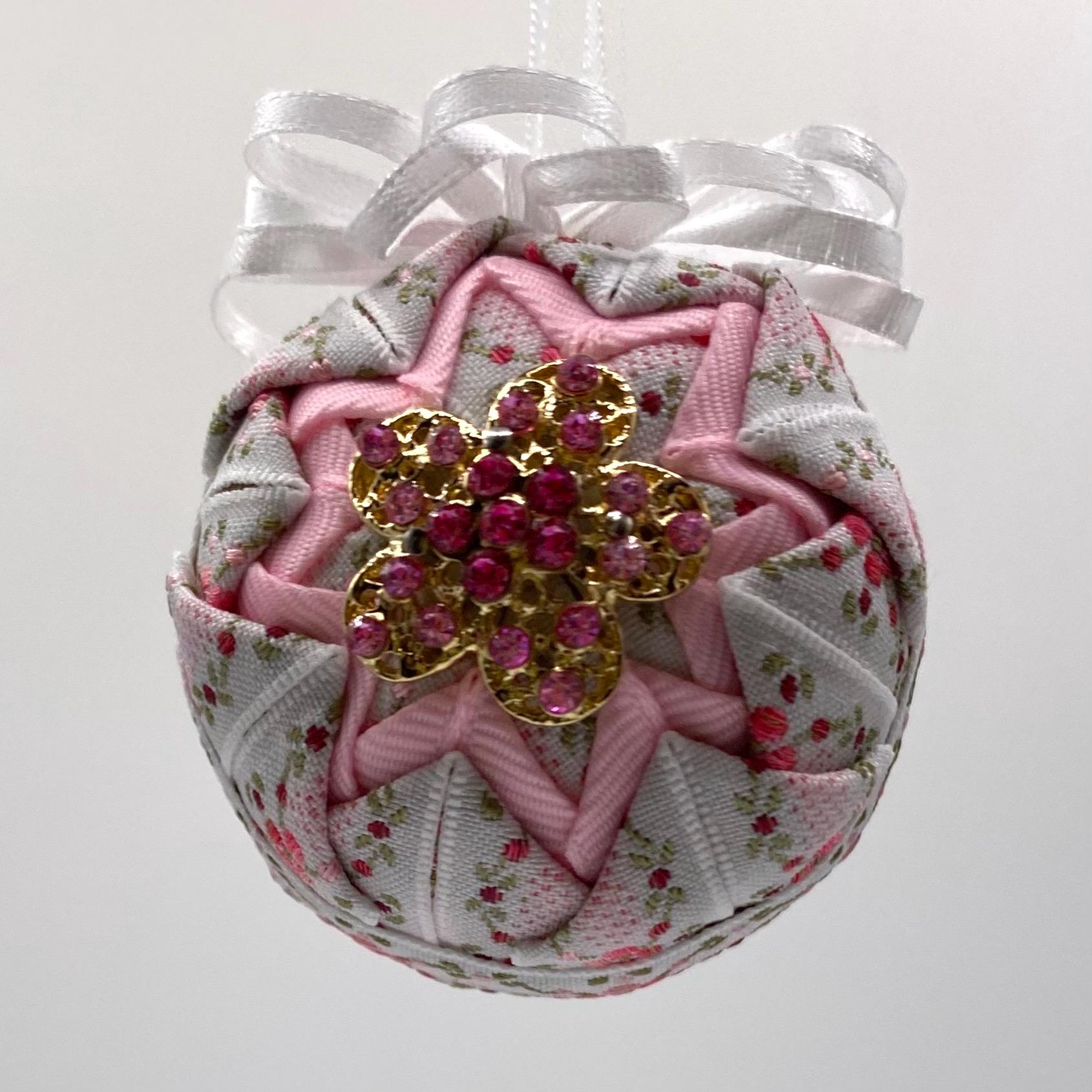 Pink Floral Sparkle Mini Ornament - Etsy