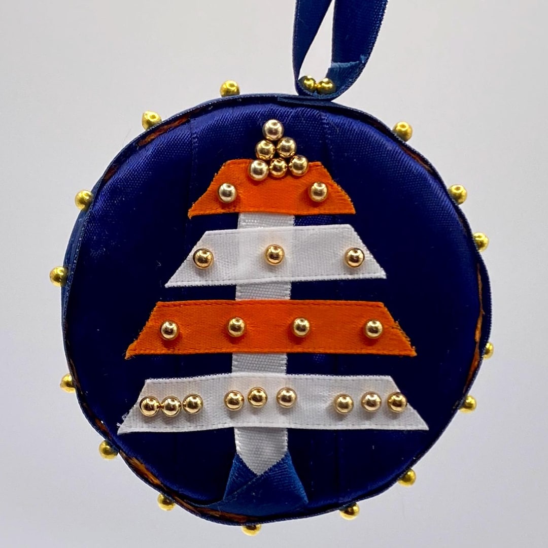 Rustic Orange and Blue Tree Ornament - Etsy