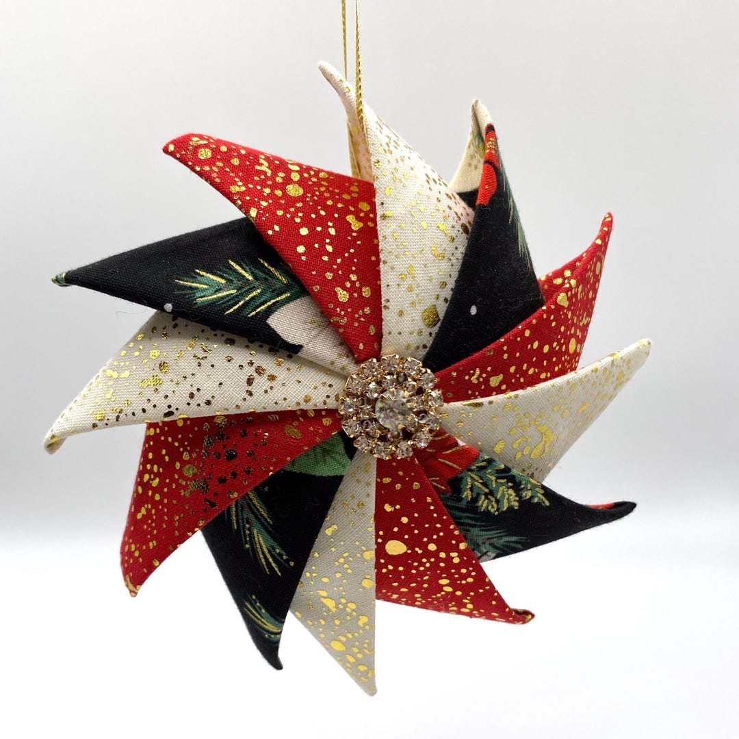 Red, Gold, and Black Sparkling Pinwheel Ornament - Etsy