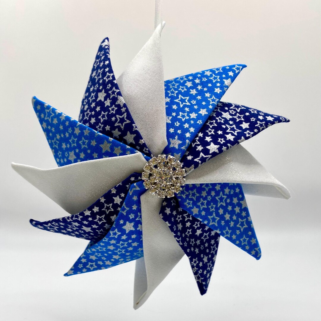 Blue and Silver Stars Pinwheel Ornament - Etsy