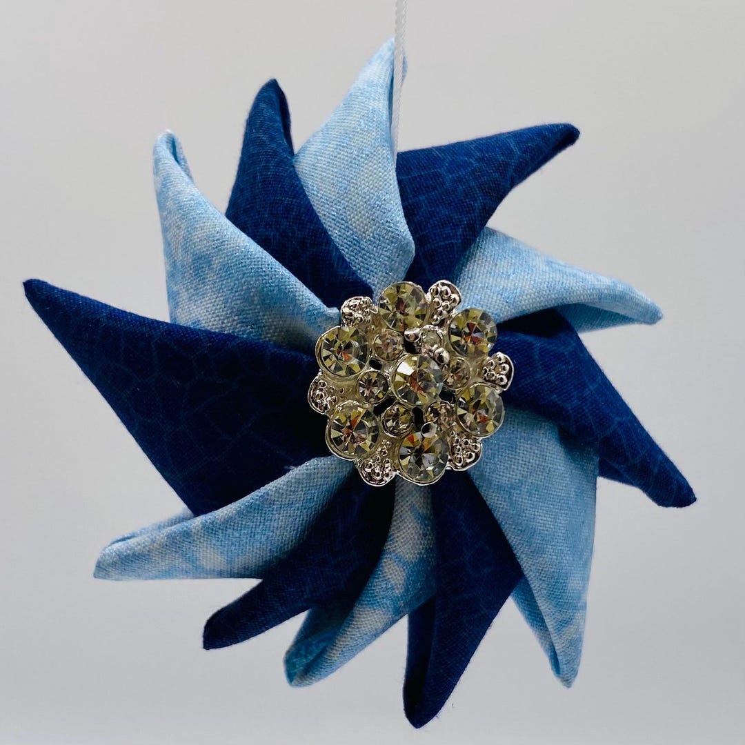 Blue and Silver Pinwheel Mini Ornament - Etsy