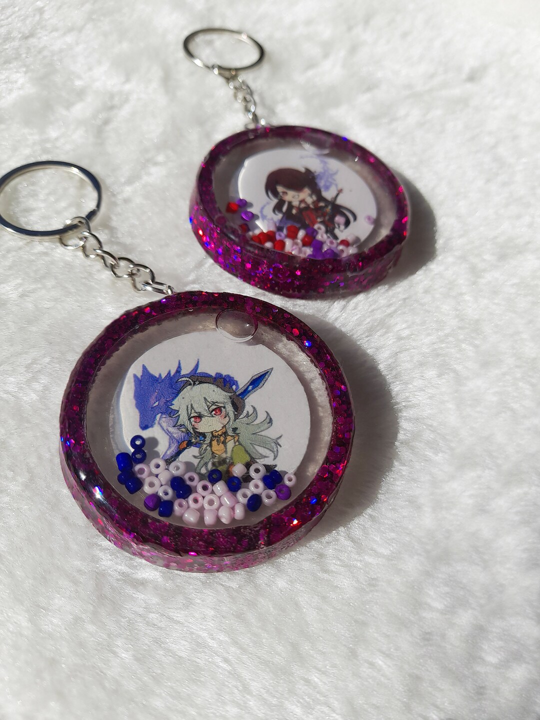 Genshin Impact Electro 4 Stars Shaker Keychain Resin Razor Beidou Nerd ...