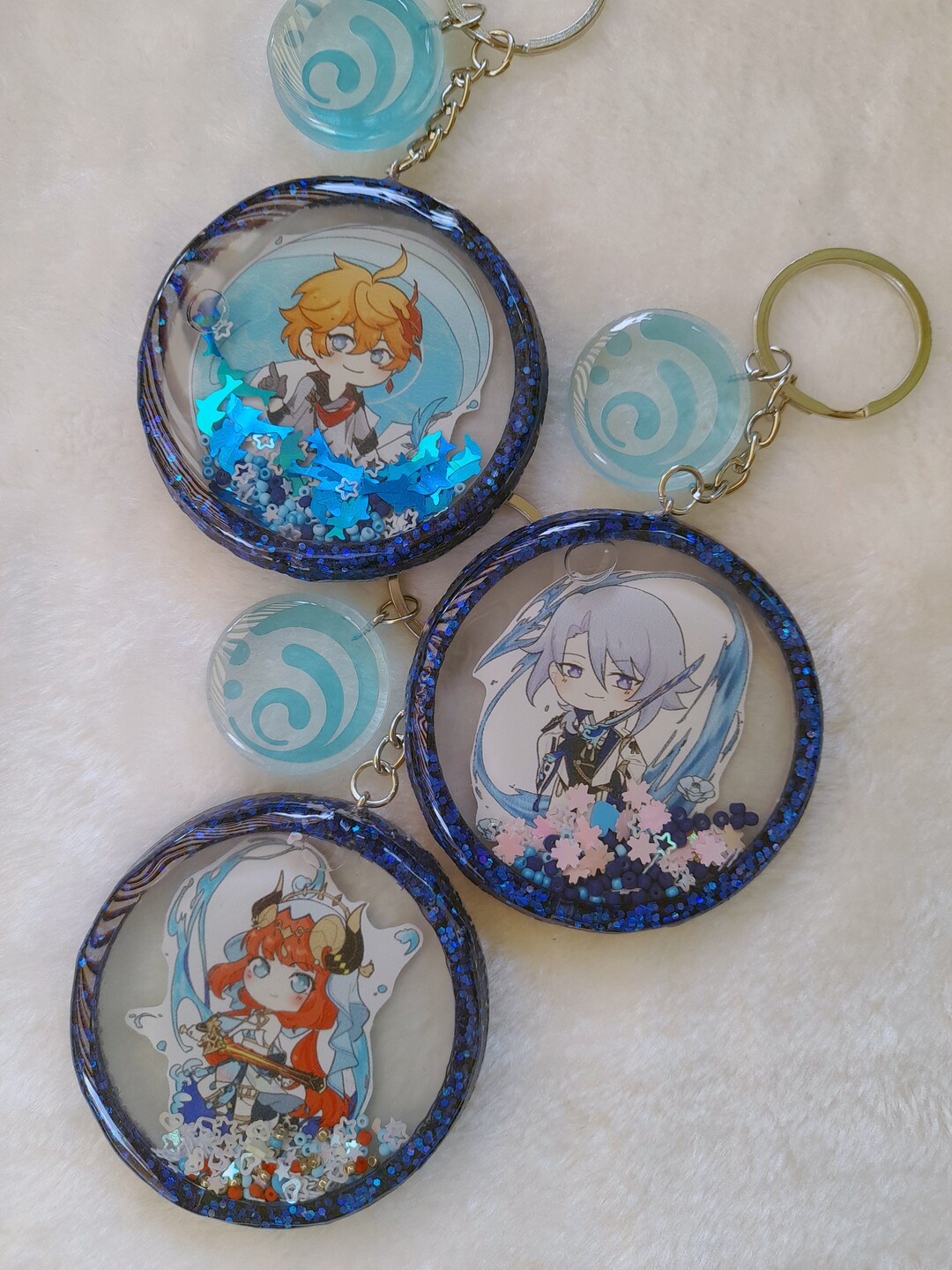 Genshin Impact Hydro 5 Stars Shaker Keychain Resin Furina Ayato Childe ...