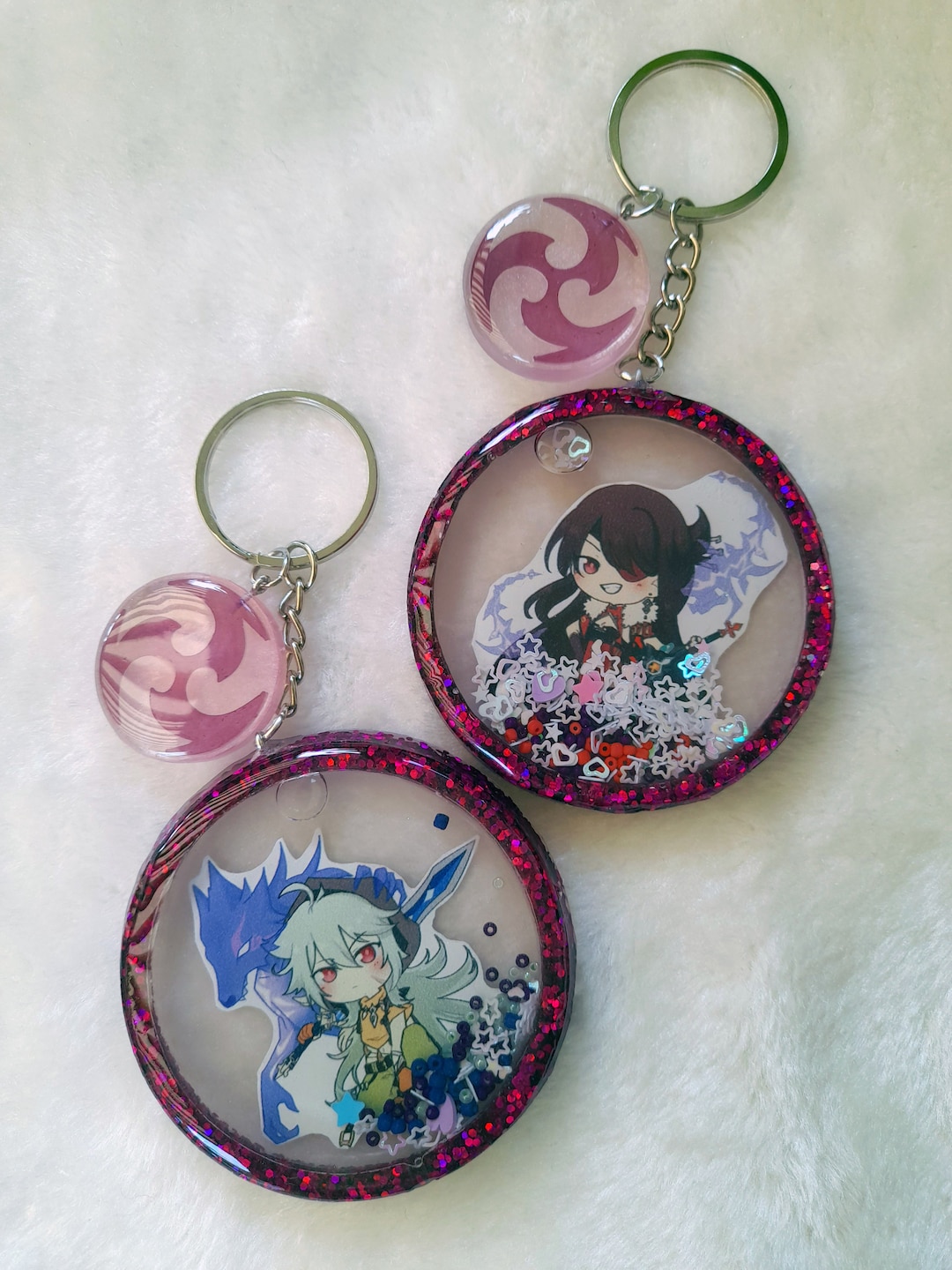 Genshin Impact Electro 4 Stars Shaker Keychain Resin Razor Beidou Nerd ...