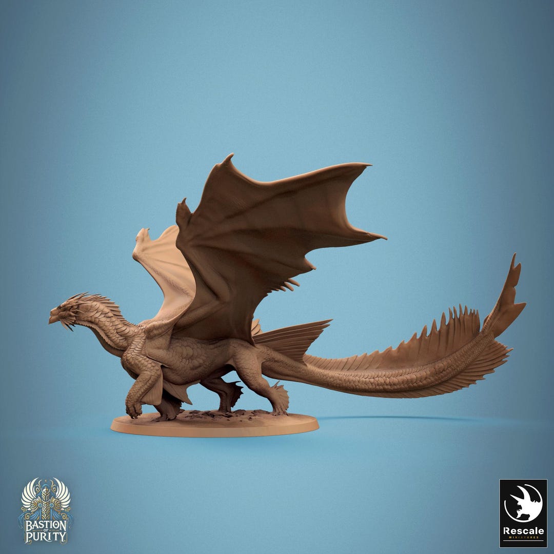Bronze Dragon Walk - Miniature for Dnd, DSA, Pathfinder - 28 Mm, 32 Mm ...