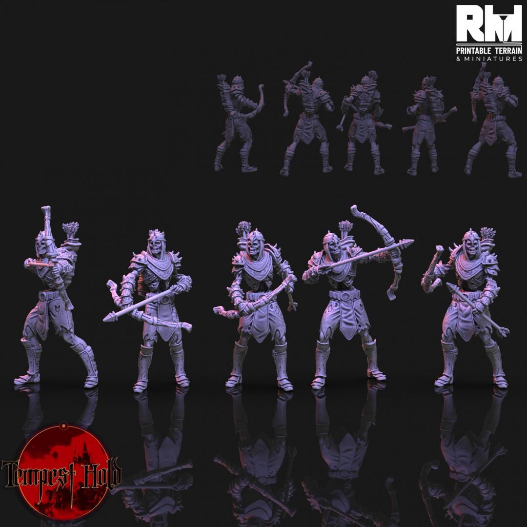 Skeletons With Bows - 5 Miniatures for Dnd, DSA, Pathfinder - 28 Mm, 32 ...