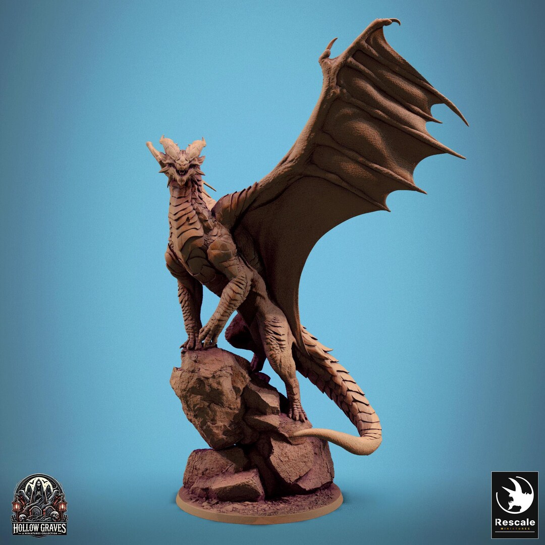 Copper Dragon Stand Miniature for Dnd, DSA, Pathfinder 28 Mm, 32 Mm ...