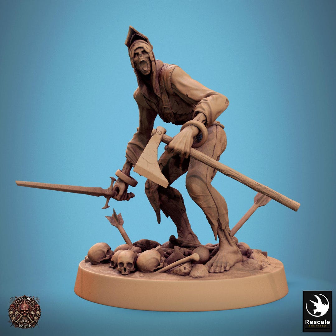 Zombie Warrior Miniature for Dnd, DSA, Pathfinder 28 Mm, 32 Mm, Resin ...