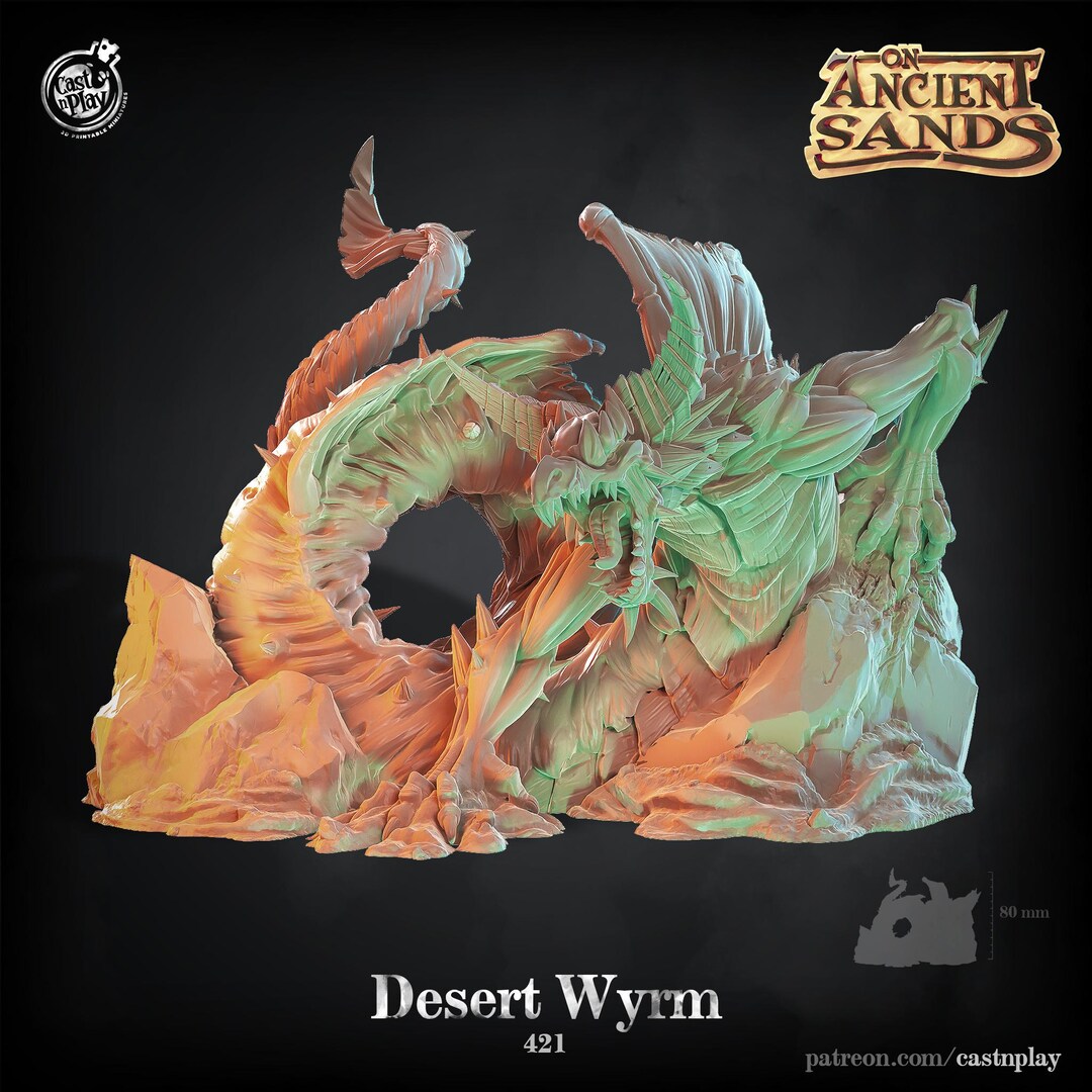 Desert Wyrm - Miniature for Dnd, DSA, Pathfinder - 28 Mm, 32 Mm, Figure ...
