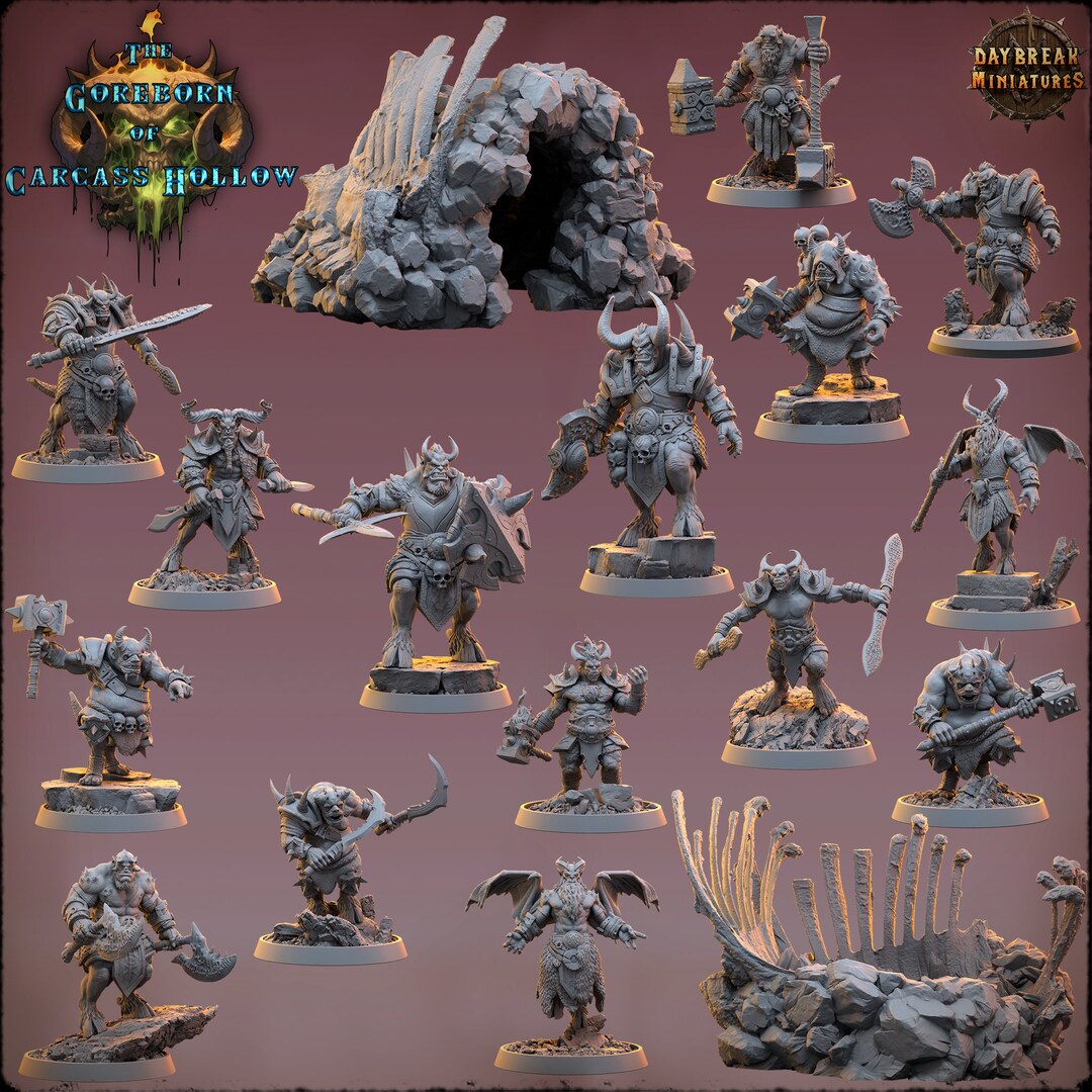 The Goreborn of Carcass Hollow Bundle - 15 Demon Miniatures, 2 Terrain ...