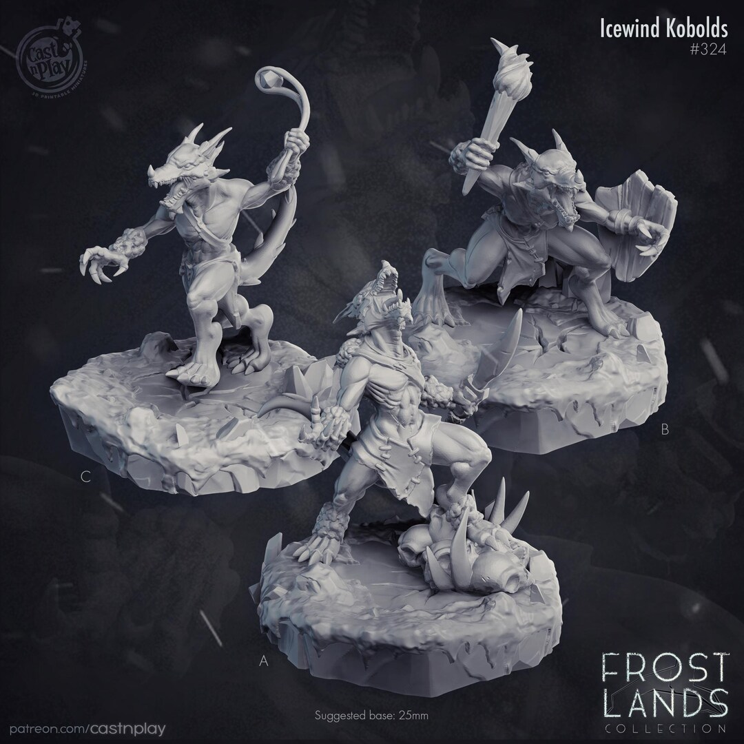 Icewind Kobolds Miniature for Dnd, DSA, Pathfinder 28 Mm, 32 Mm, Figure ...
