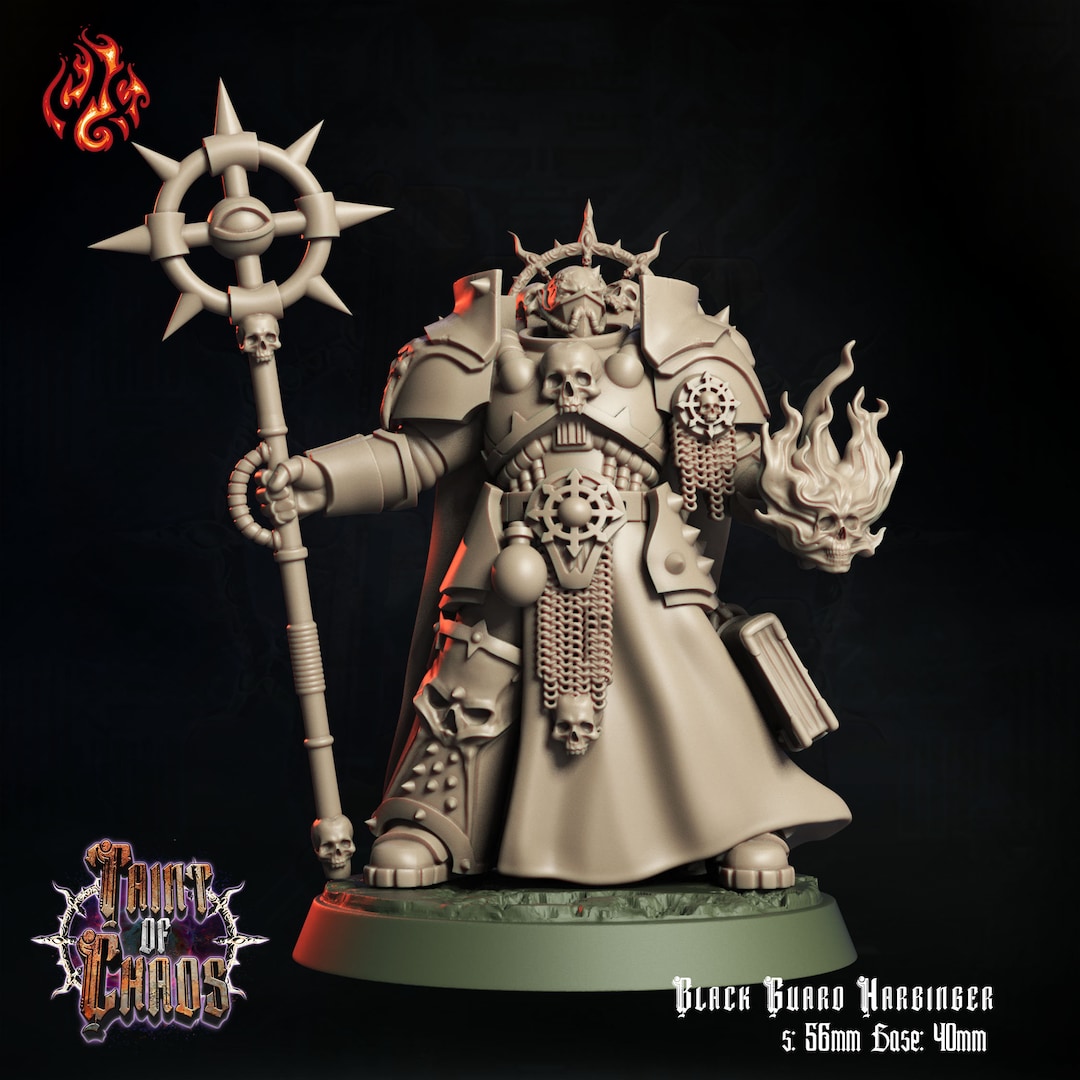 Black Guard Harbinger Miniature for Warhammer 28 Mm, 32 Mm Resin Figure ...