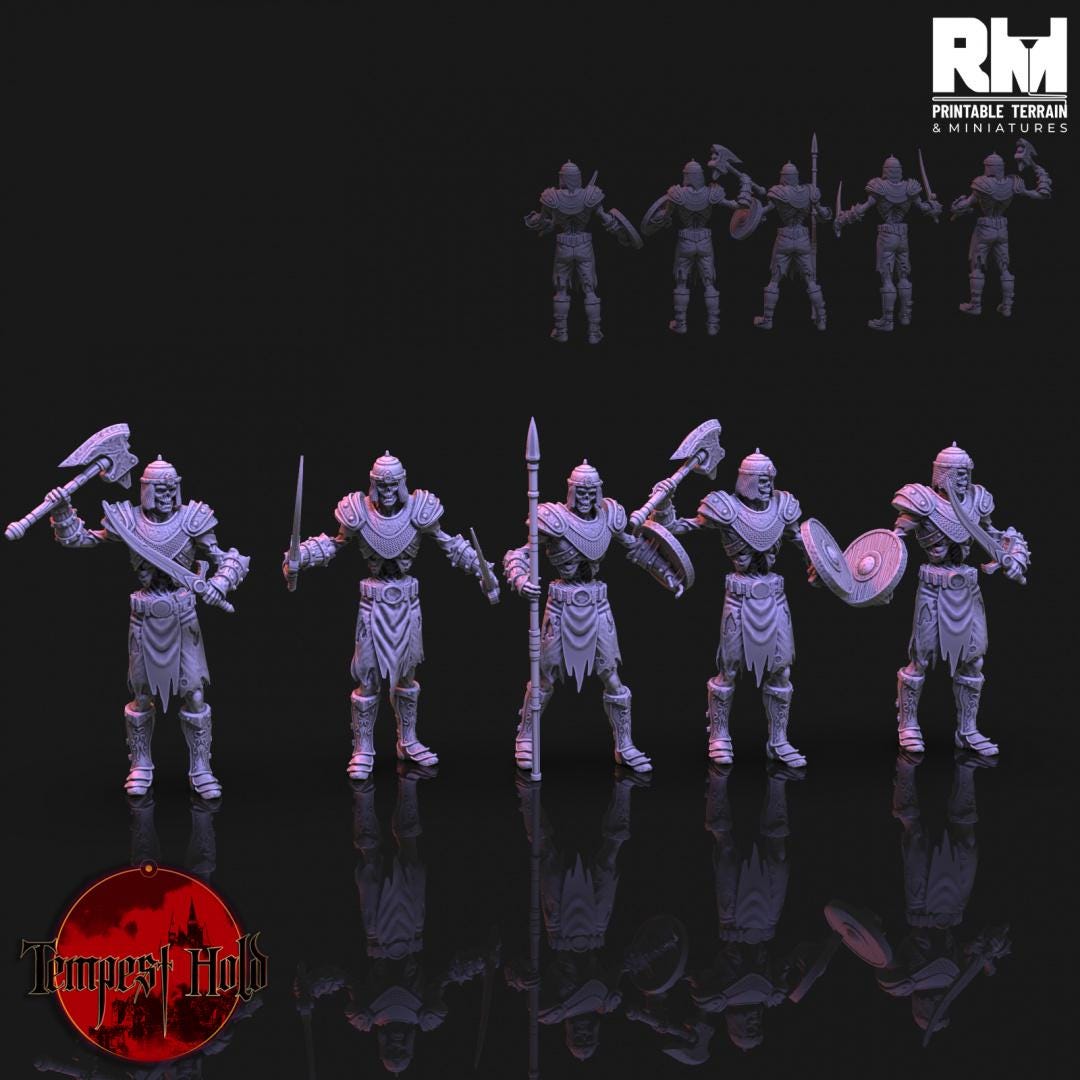 Skeleton Warriors - 5 Miniatures for Dnd, DSA, Pathfinder - 28 Mm, 32 ...