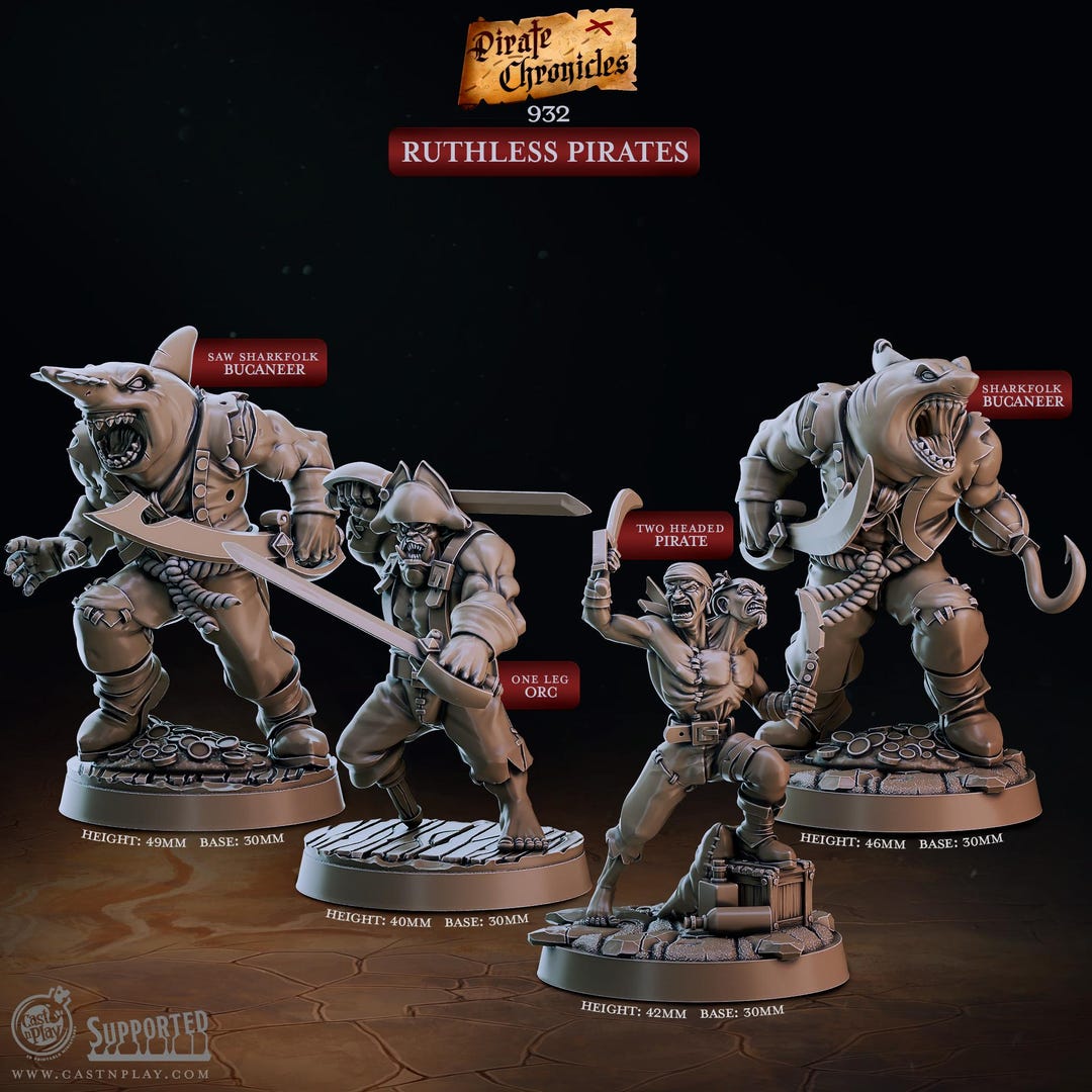 Ruthless Pirates Sharks - Miniature for Dnd, DSA, Pathfinder, RPG ...