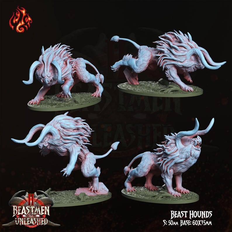 Beast Hound 2 Miniature for Dnd, DSA, Pathfinder 28 Mm, 32 Mm, Figure ...
