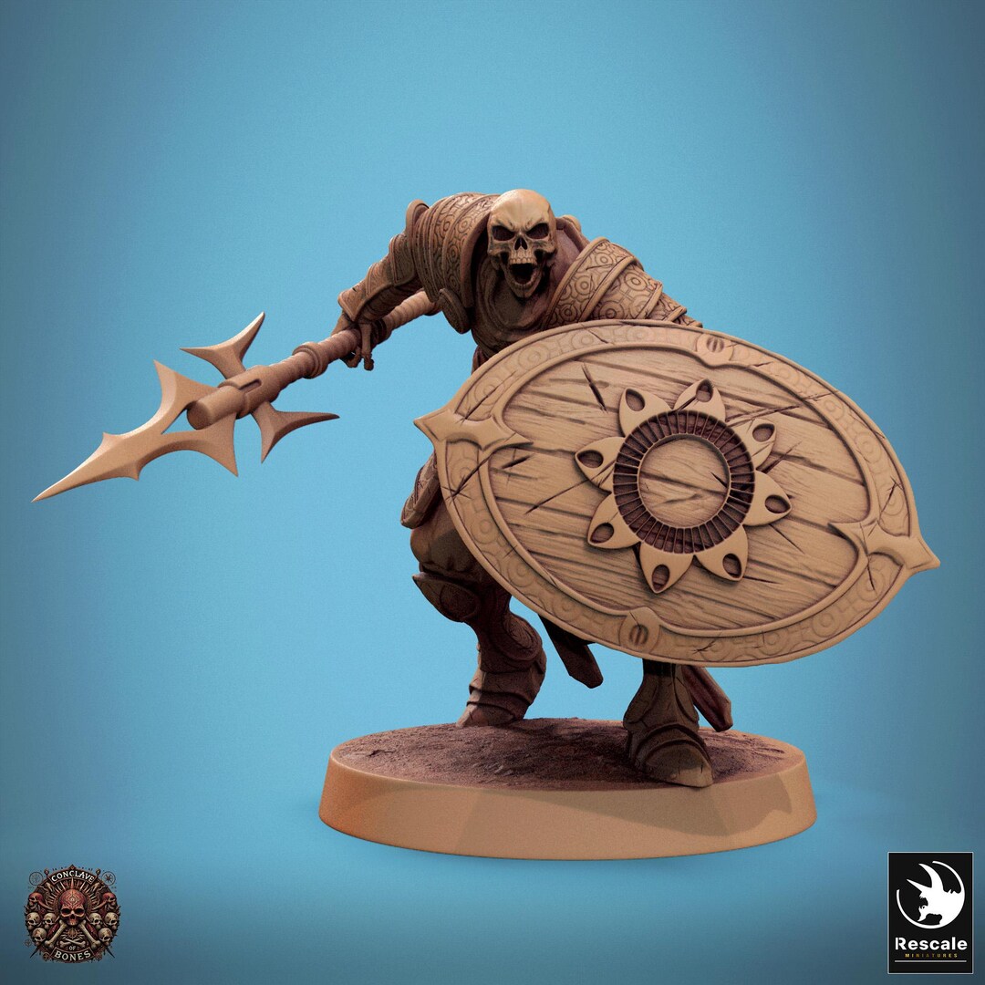 Oriental Skeleton Spearshieldcharge- Miniature for Dnd, DSA, Pathfinder ...