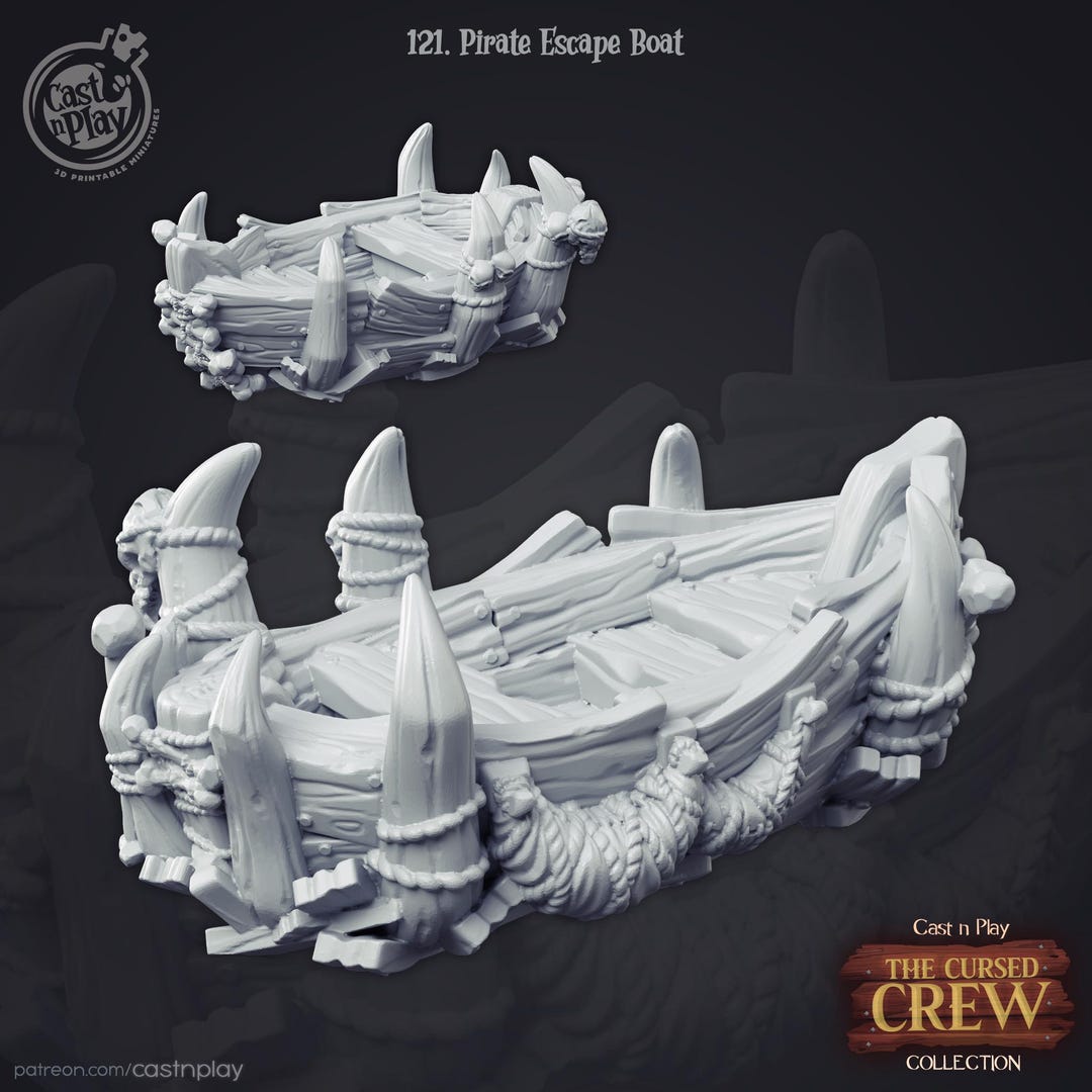 Pirate Escape Boat - Miniature for Dnd DSA, Pathfinder, RPG Tabletop ...