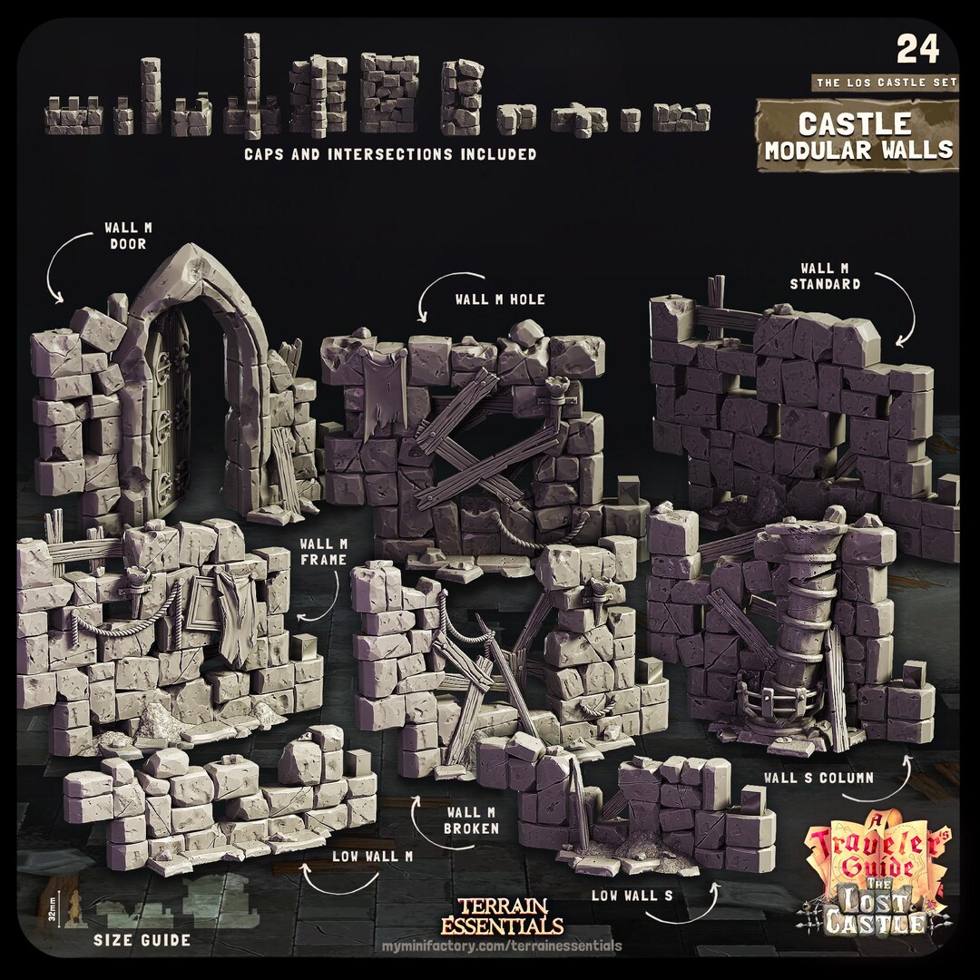 Castle Modular Walls - Miniature for Dnd, DSA, Pathfinder, RPG Tabletop ...