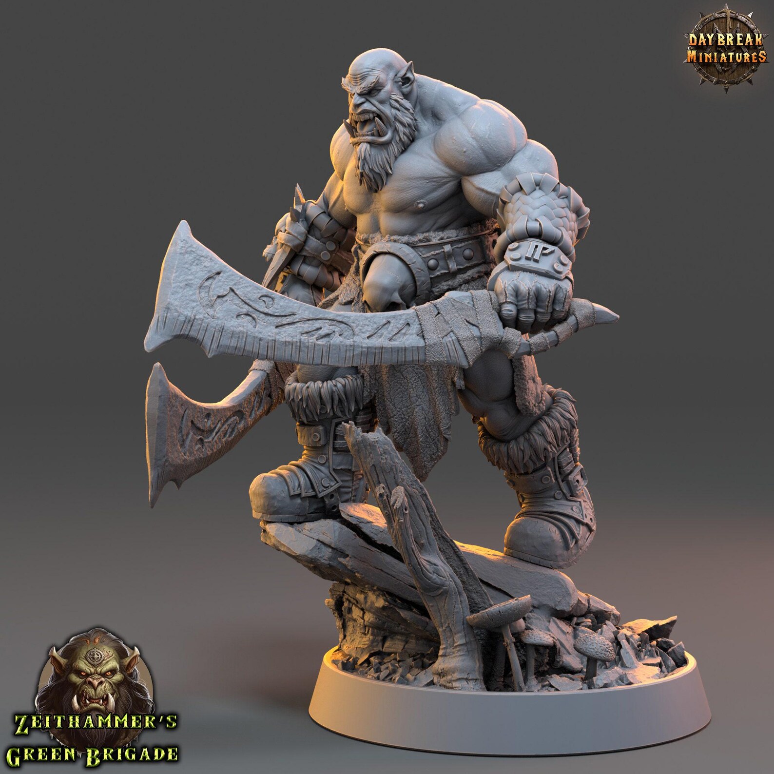 Orc Grozler Hang - Tabletop Dnd Miniature - 28 Mm, 32 Mm With Matching ...