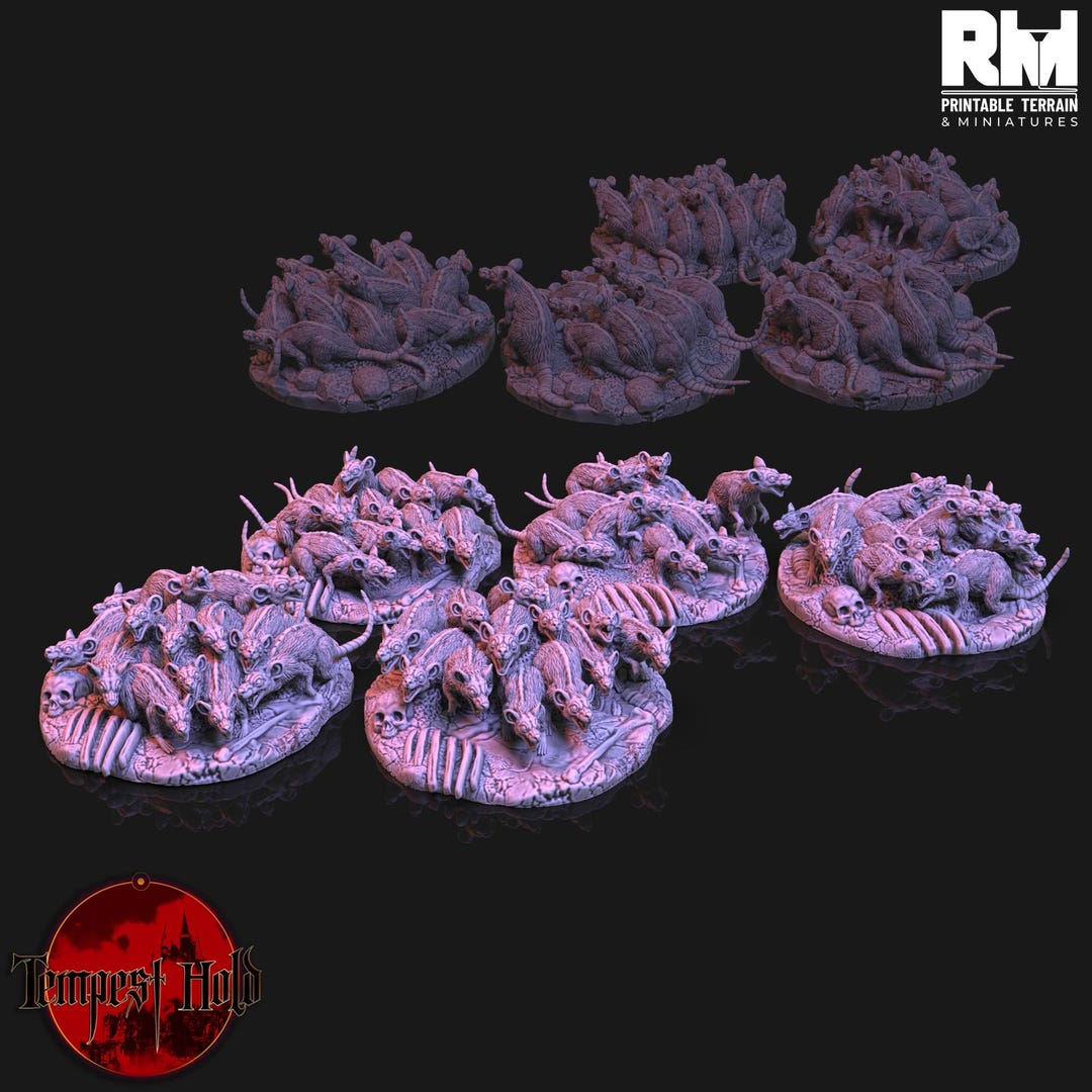 Rat Swarms - 5 Miniatures for Dnd, DSA, Pathfinder - 28 Mm, 32 Mm Resin ...