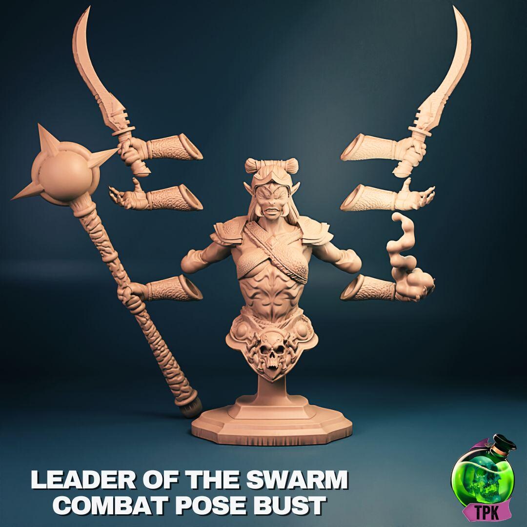 Leader of the Swarm Combat Pose - Bust With Base for Painting and ...