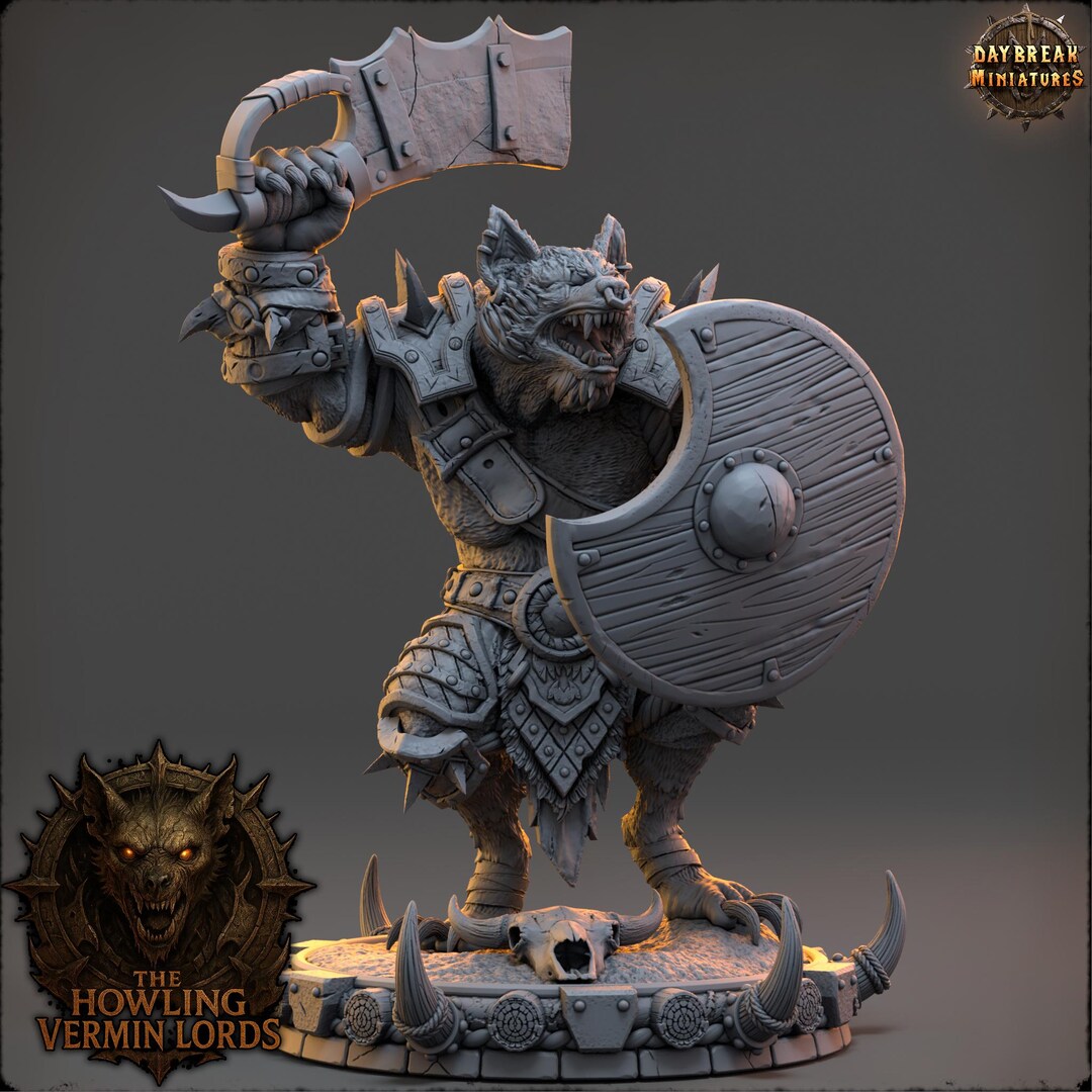 Gnoll Barbarian With Hooked Cleaver Axe, Shield - Rukhar the Rendclaw ...