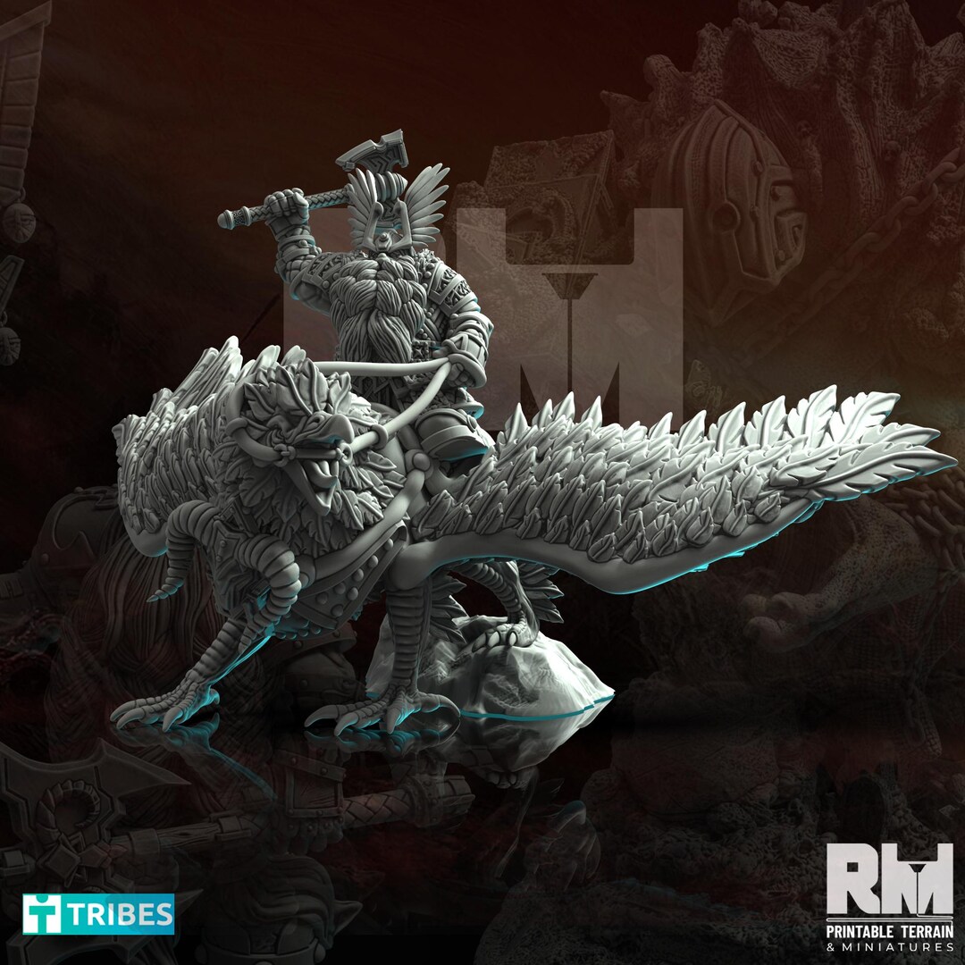 Dwarf Hero on Griffon - Miniature for Dnd, DSA, Pathfinder - 28 Mm, 32 ...