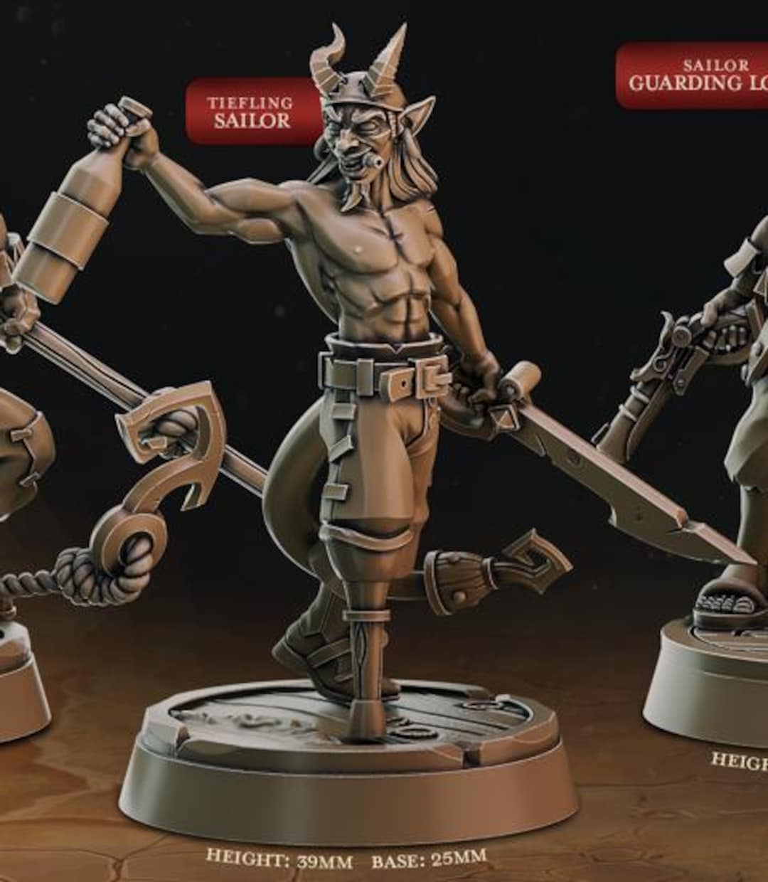 Pirate Sailor Men Tiefling - Miniature for Dnd, DSA, Pathfinder - 28 Mm ...