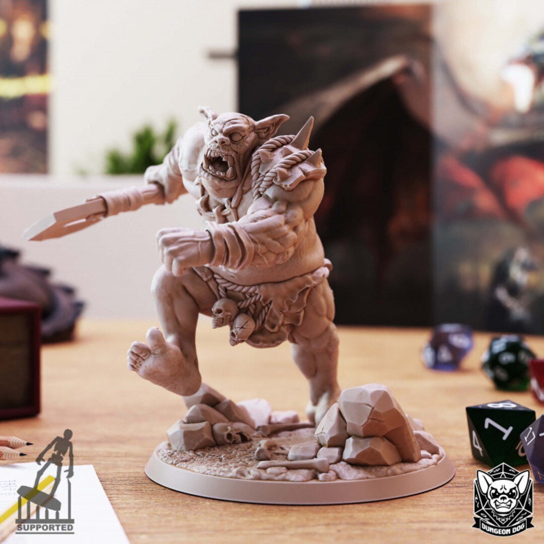 Ogre With Ax Miniature for Dnd, DSA and Pathfinder 28 Mm, 32 Mm, 36 Mm ...