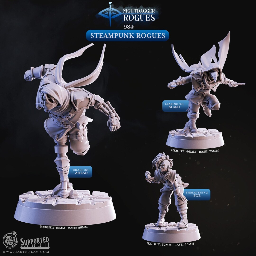 Steampunk Rogues - Human Rogue Miniature for Dnd, DSA, Pathfinder ...