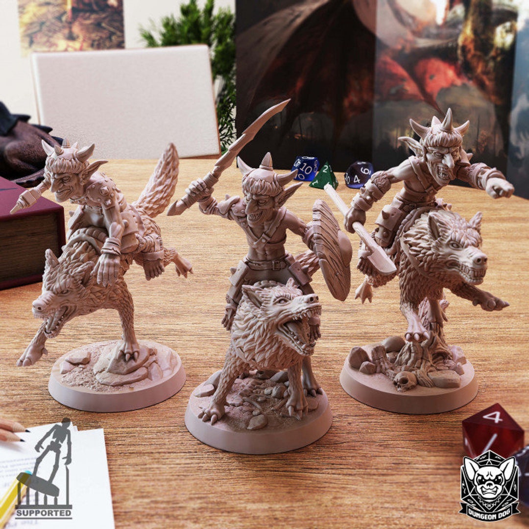 Goblin Wolf Rider Pack of 3 Miniatures for Dnd DSA - Etsy