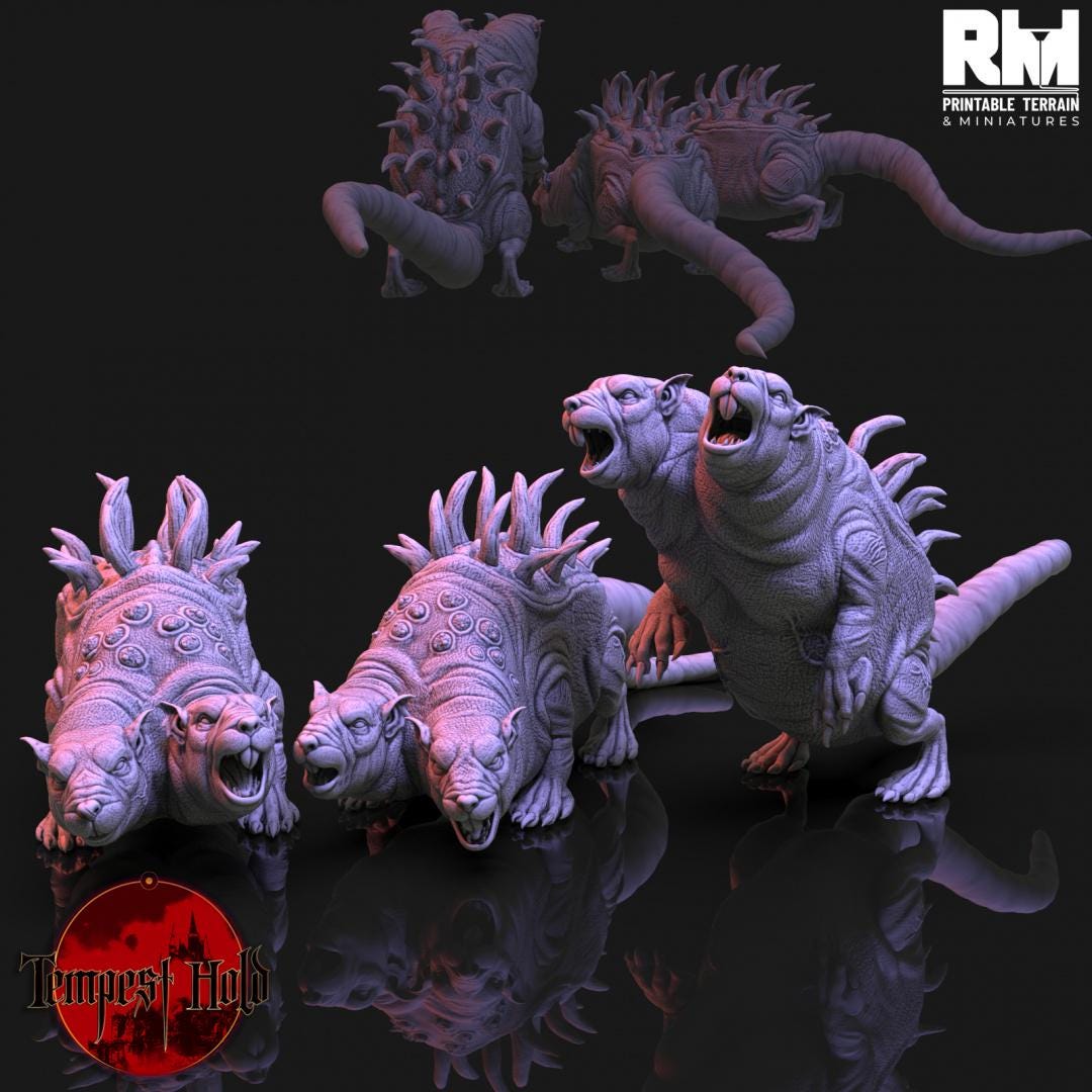 Mutant Rats Miniature for Dnd, DSA, Pathfinder 28 Mm, 32 Mm Resin ...