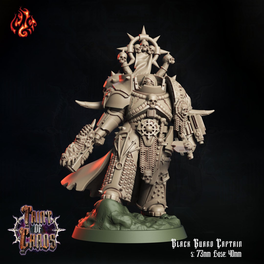 Black Guard Captain Miniature for Dnd, DSA, Pathfinder 28 Mm, 32 Mm ...
