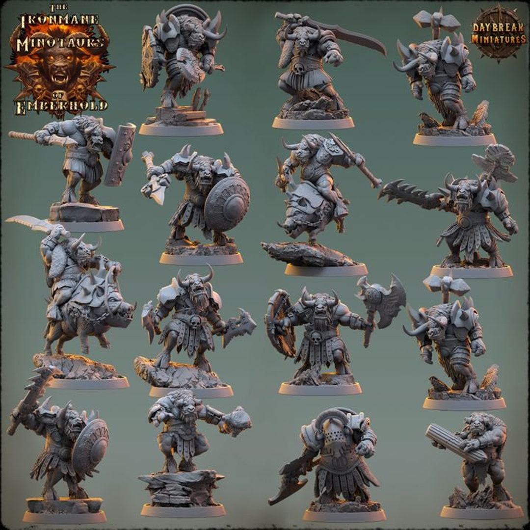 Minotaures The Ironmane Minotaurs of Emberhold Set 14 miniatures pour ...