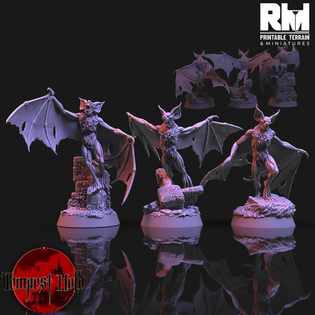 Giant Bats Miniature for Dnd, DSA, Pathfinder 28 Mm, 32 Mm Resin ...