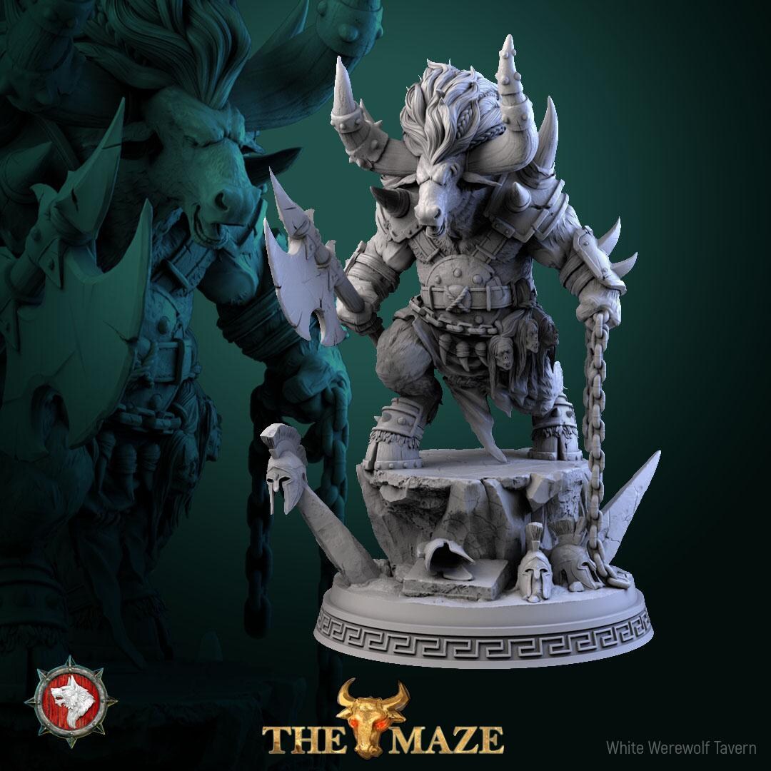 Minotaur Warrior With Ax, Chain - Minotaur - the Maze - White Werewolf ...