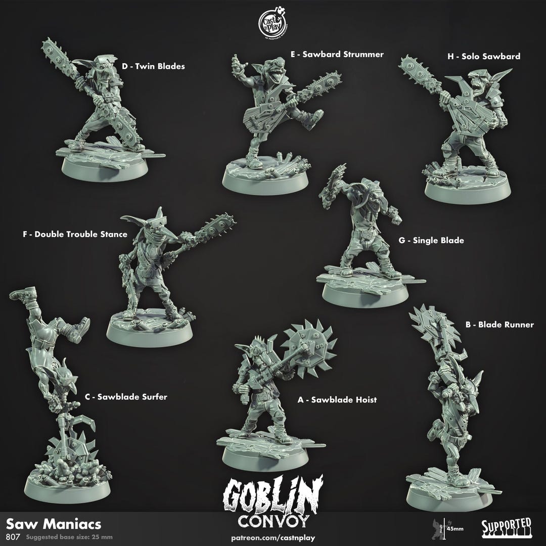 Saw Maniacs - Humanoid Goblin Barbarian Miniature for Dnd, DSA ...