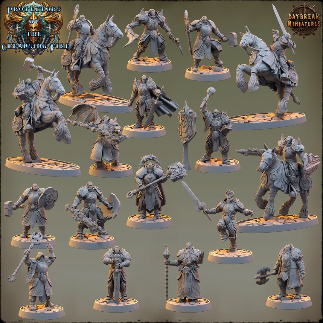 The Protectors of the Cleansing Fire Set Knight 12 Miniatures, 4 Riders ...