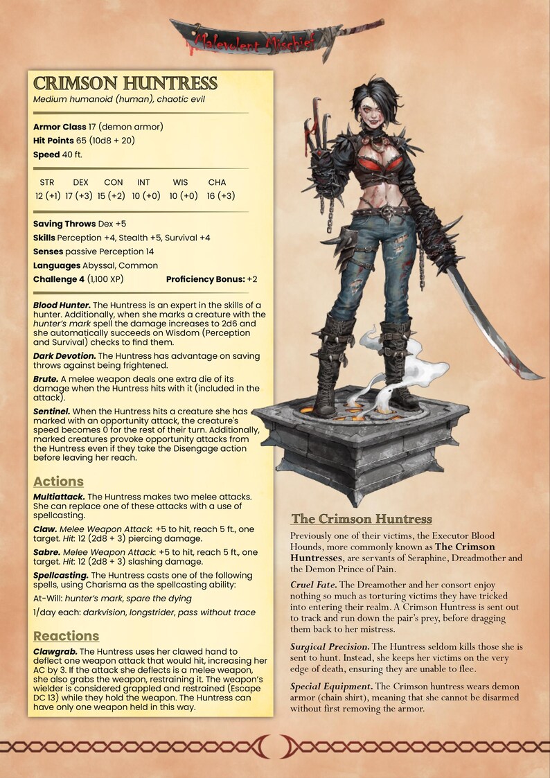 The Crimson Huntress Kali - Miniature for Dnd, DSA, Pathfinder - Figure ...
