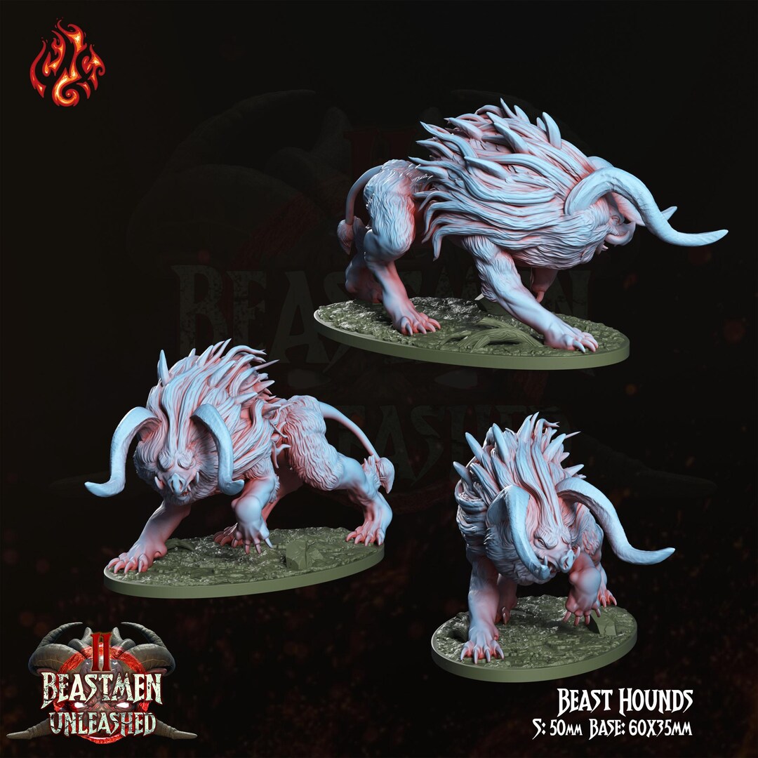 Beast Hound 4 Miniature for Dnd, DSA, Pathfinder 28 Mm, 32 Mm, Figure ...