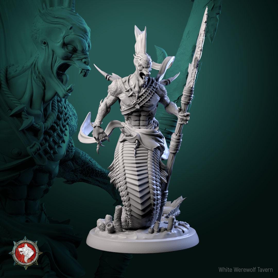 Merfolk 6 - Miniature for Dnd, DSA, Pathfinder - Figure With Base ...