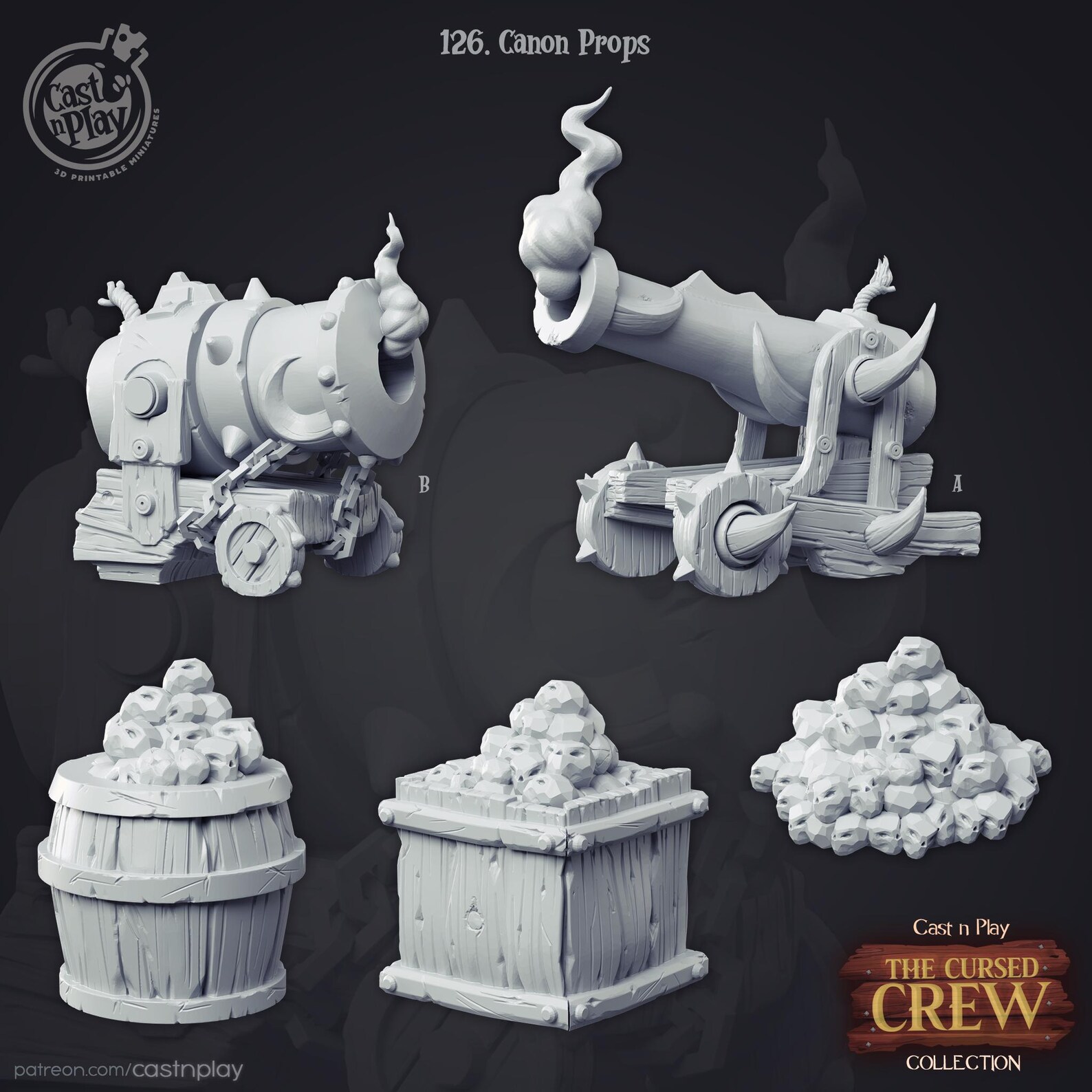 Cannon Props - Miniature for Dnd DSA, Pathfinder, RPG Tabletop Figure ...