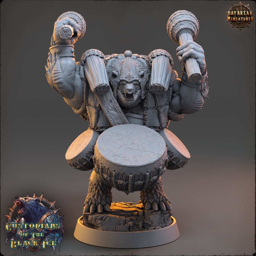 Bear Beatmaster Grynn Miniature for Dnd, DSA, Pathfinder 28 Mm, 32 Mm ...