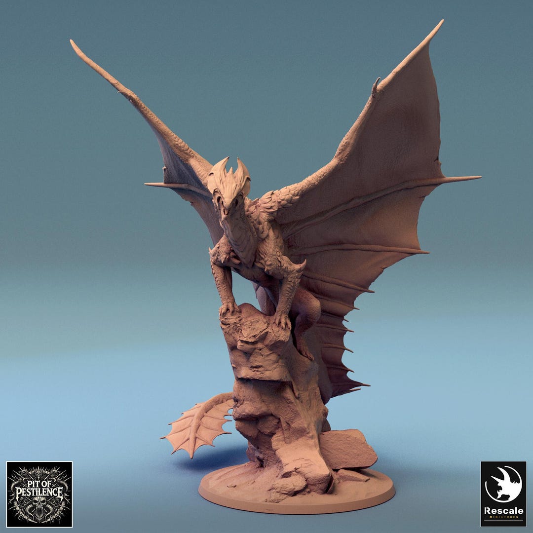 Brass Dragon Stand Miniature for Dnd, DSA, Pathfinder 28 Mm, 32 Mm ...