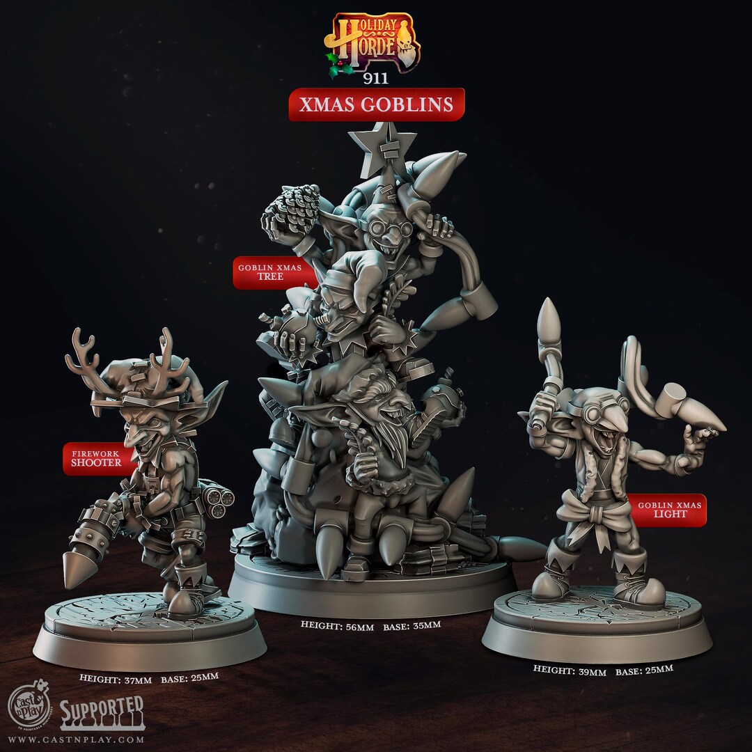 Xmas Goblins Miniature for Dnd, DSA, Pathfinder 28 Mm, 32 Mm, Figure ...