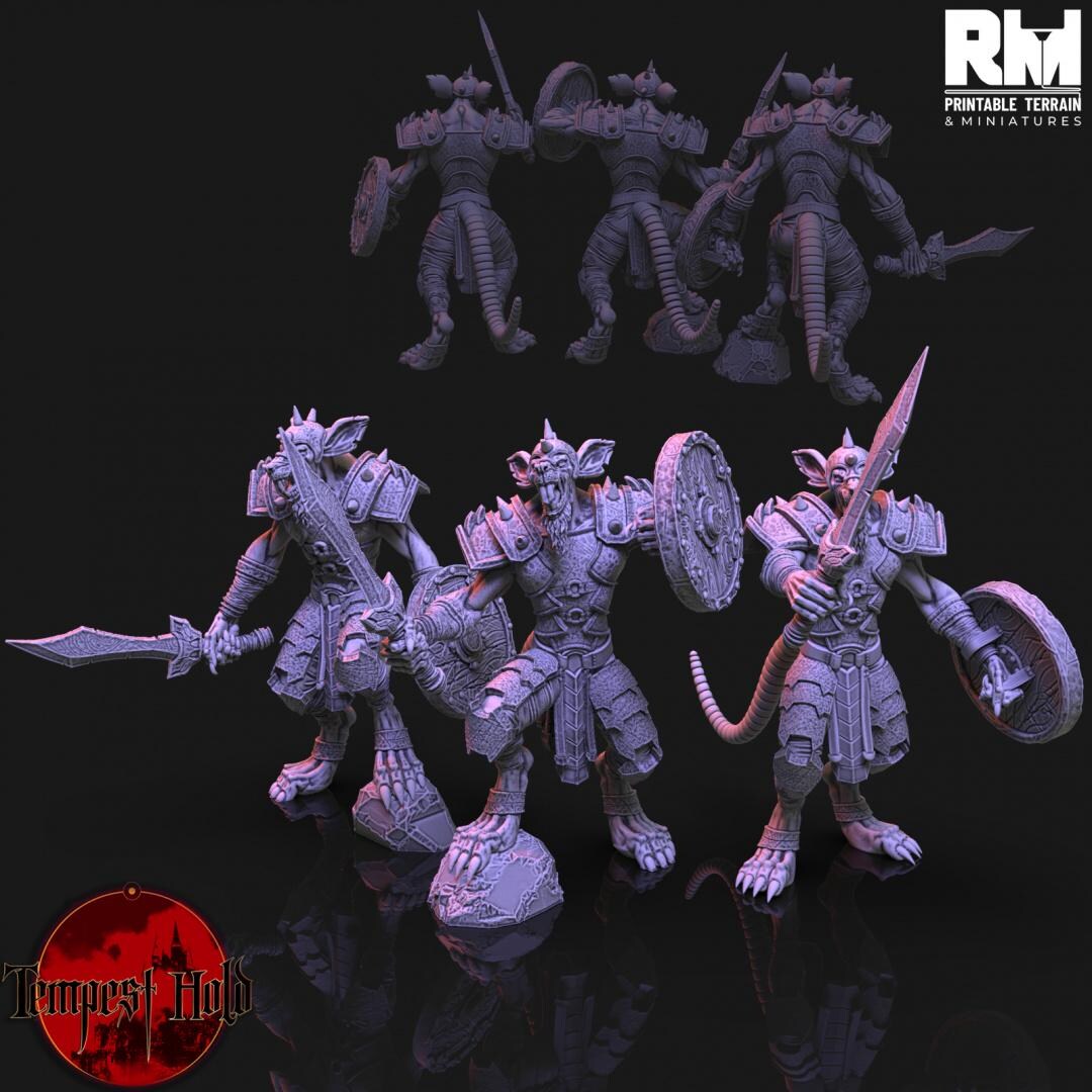 Rat Warriors Miniature for Dnd, DSA, Pathfinder 28 Mm, 32 Mm Resin ...